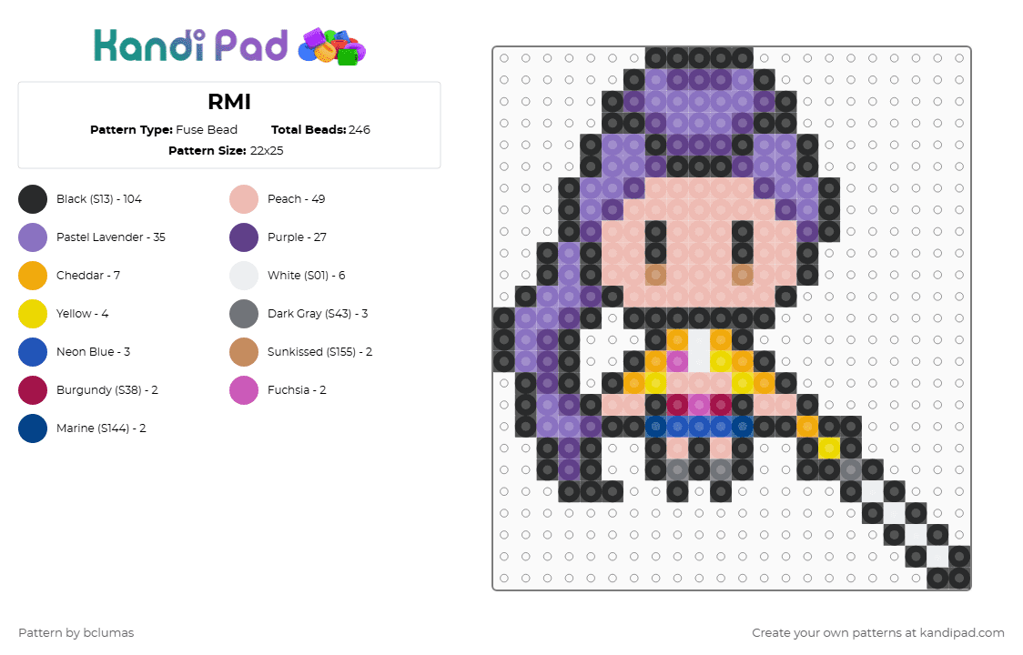 RMI Fuse Bead Pattern - Kandi Pad | Kandi Patterns, Fuse Bead Patterns ...
