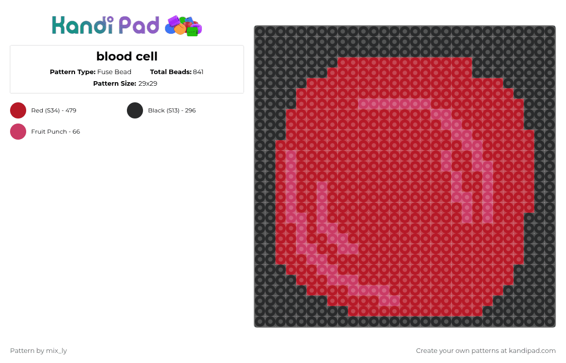 Blood cell Fuse Bead Pattern - Kandi Pad | Kandi Patterns, Fuse Bead ...