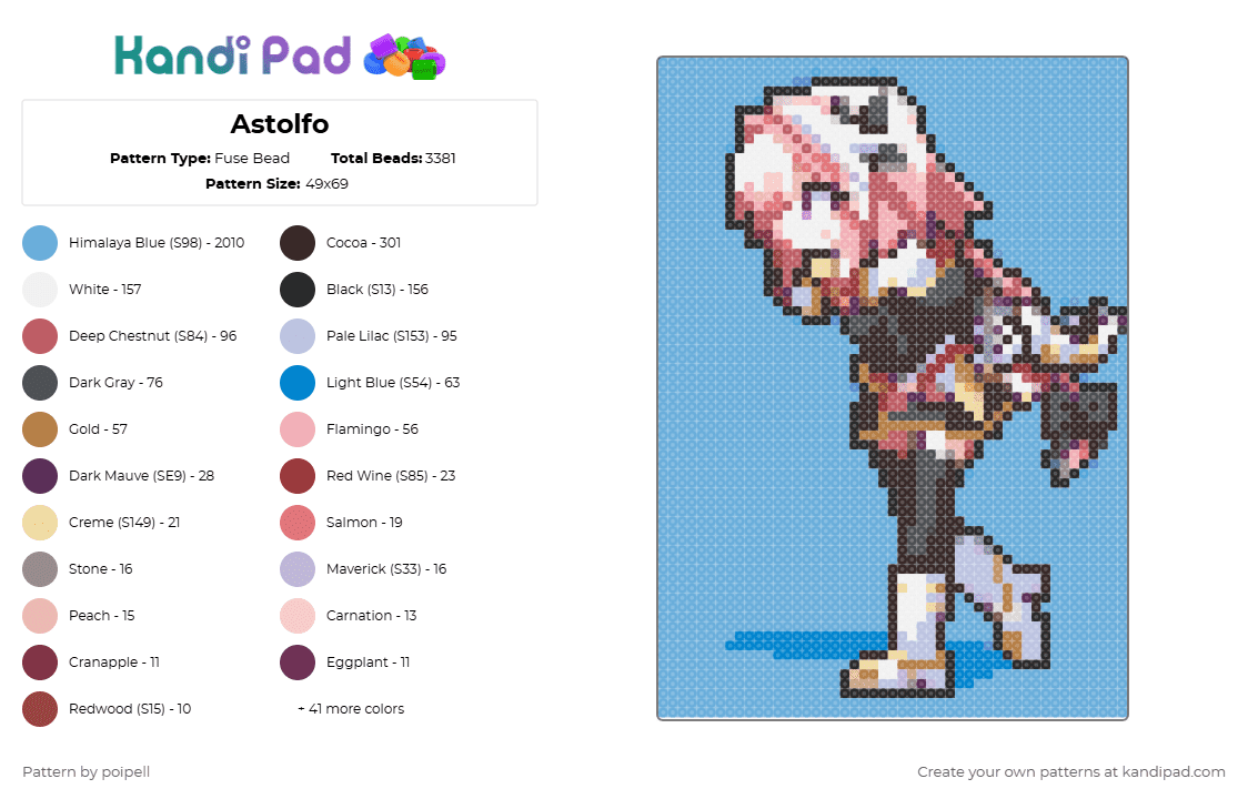 Astolfo Fuse Bead Pattern - Kandi Pad | Kandi Patterns, Fuse Bead ...