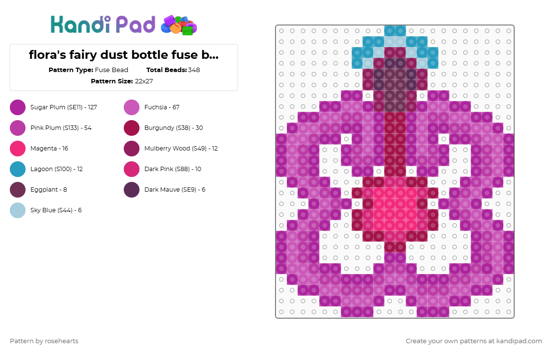 Flora's fairy dust bottle fuse bead pattern Fuse Bead Pattern - Kandi ...