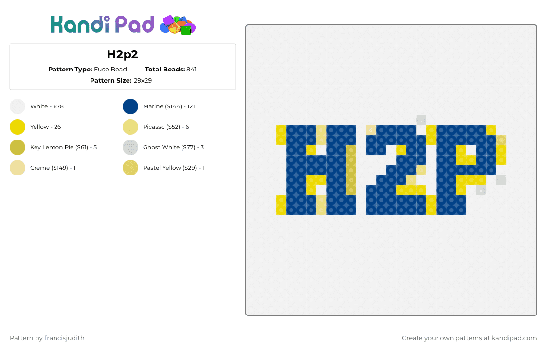 H2p2 Fuse Bead Pattern - Kandi Pad | Kandi Patterns, Fuse Bead Patterns ...