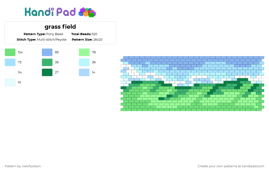 Grass field Pony Bead Pattern - Kandi Pad | Kandi Patterns, Fuse Bead ...