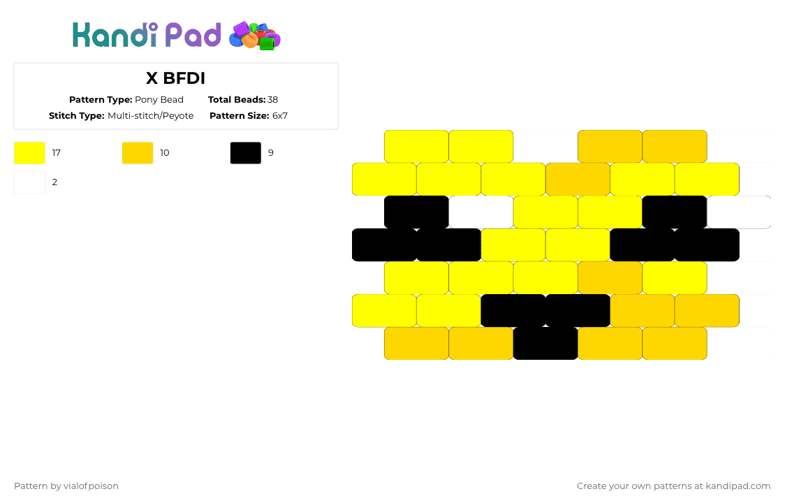 X BFDI Pony Bead Pattern - Kandi Pad | Kandi Patterns, Fuse Bead ...