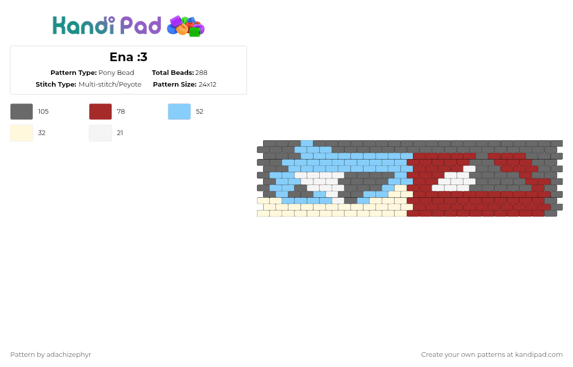 Ena :3 Pony Bead Pattern - Kandi Pad | Kandi Patterns, Fuse Bead ...