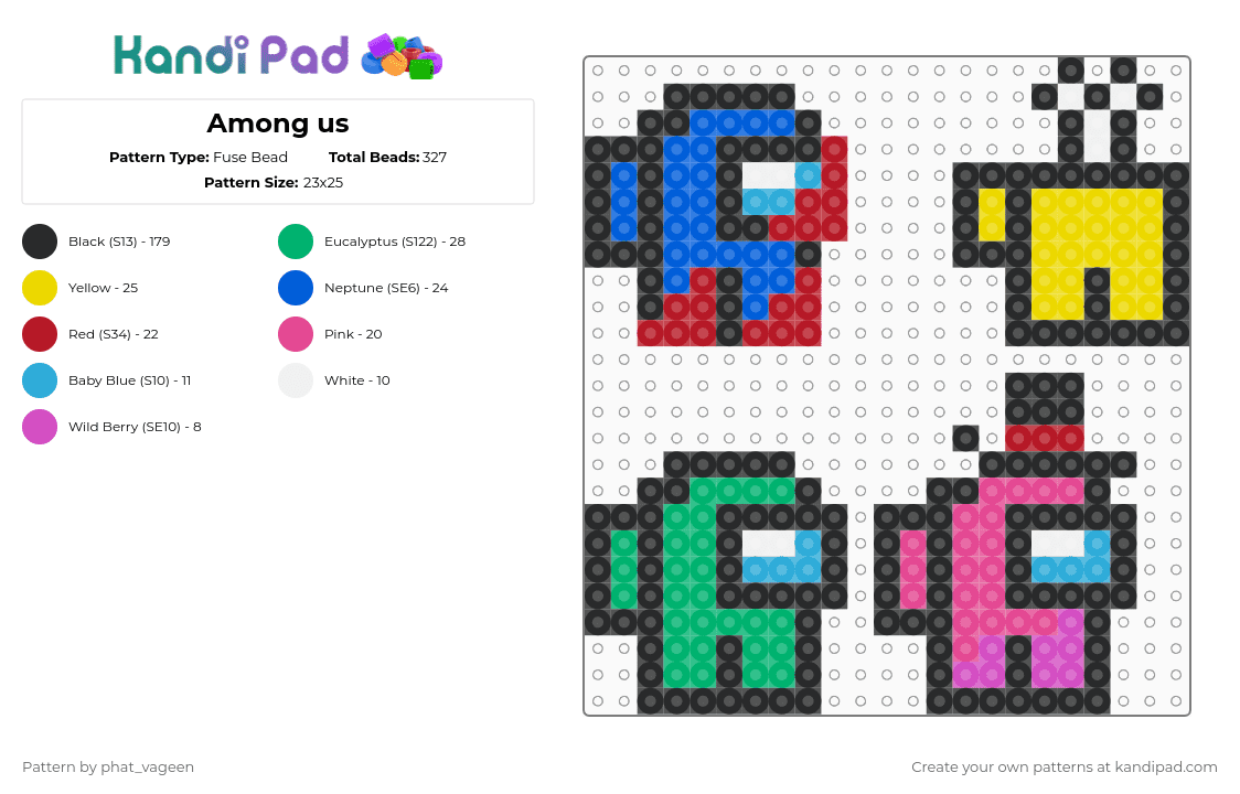 Among us Fuse Bead Pattern - Kandi Pad | Kandi Patterns, Fuse Bead ...
