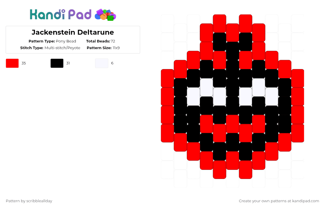 Jackenstein Deltarune Charm Pony Bead Pattern - Kandi Pad | Kandi ...