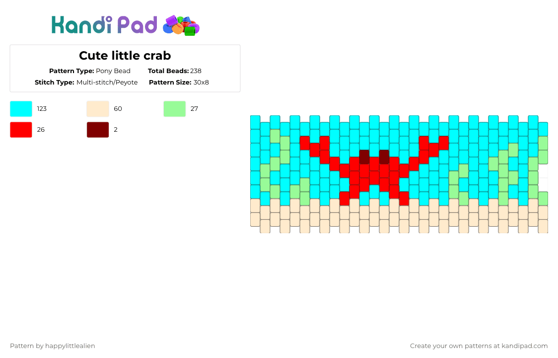 Cute little crab Pony Bead Pattern - Kandi Pad | Kandi Patterns, Fuse ...