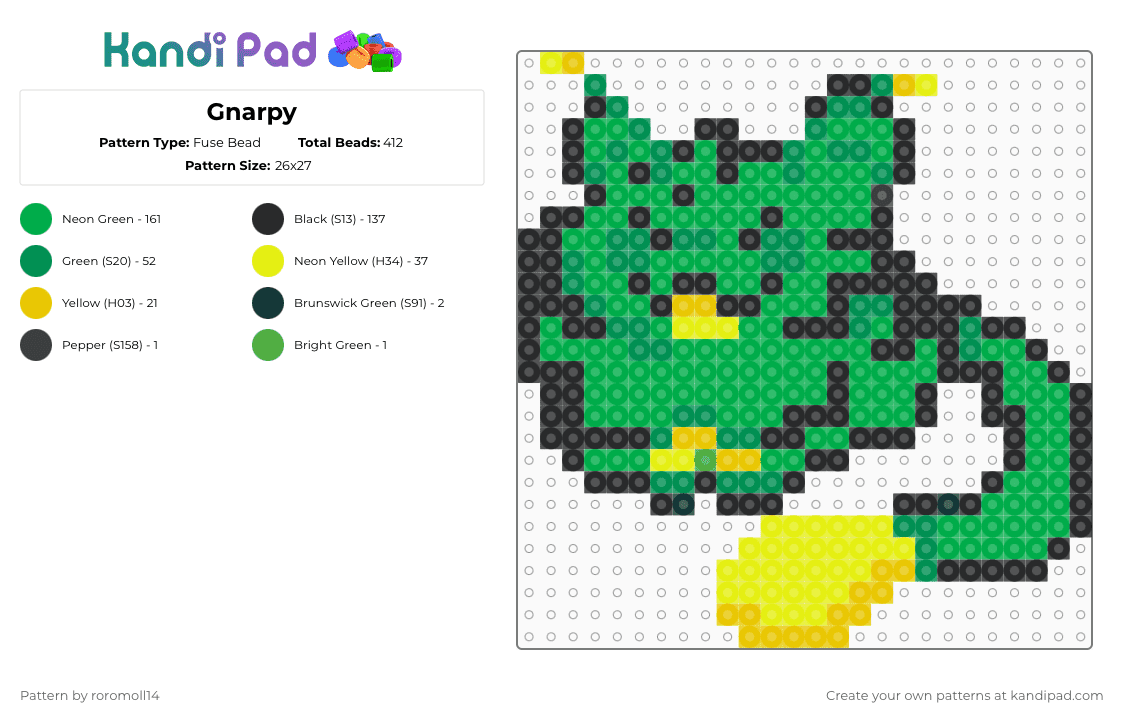 Gnarpy Fuse Bead Pattern - Kandi Pad | Kandi Patterns, Fuse Bead ...
