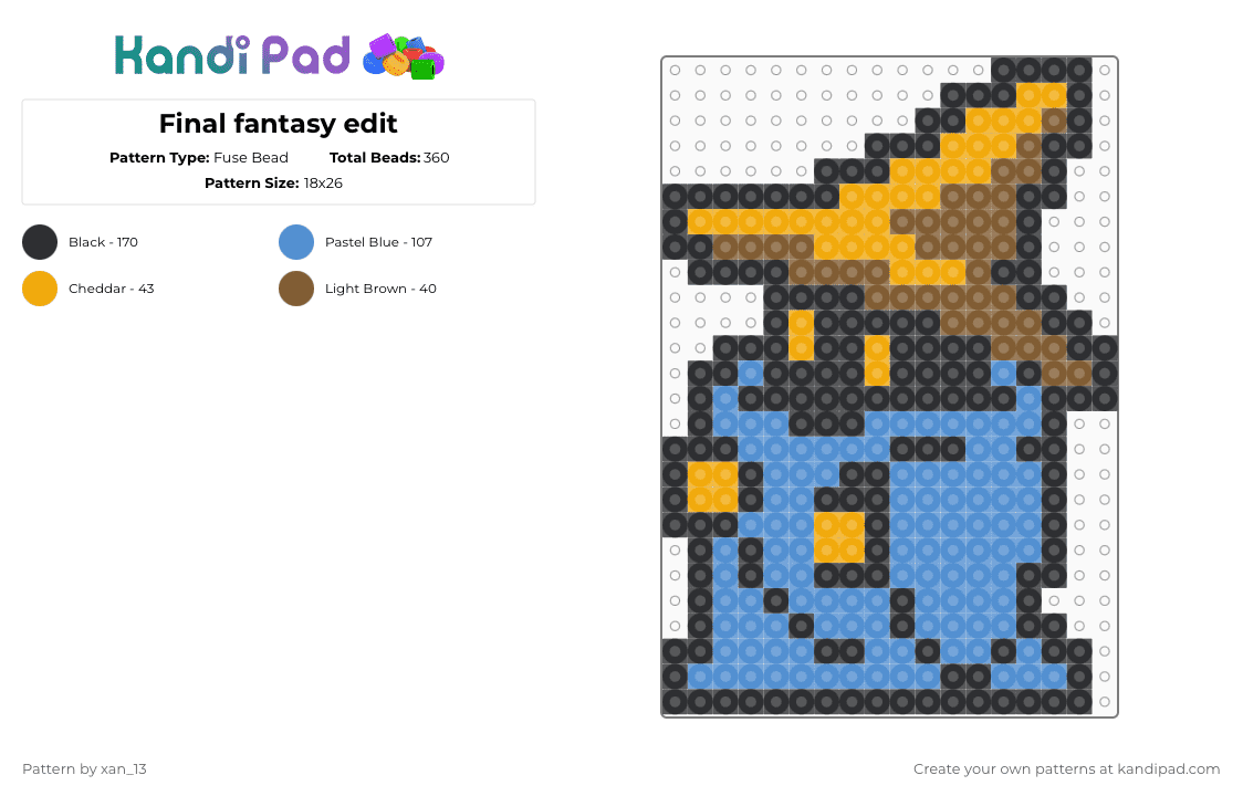 Final fantasy edit Fuse Bead Pattern - Kandi Pad | Kandi Patterns, Fuse ...