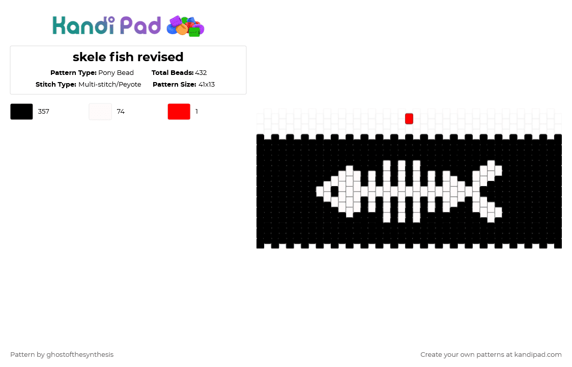 Skele fish revised Pony Bead Pattern - Kandi Pad | Kandi Patterns, Fuse ...