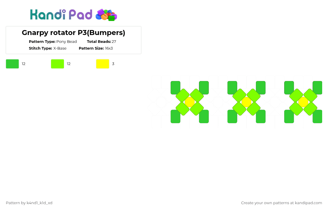 Gnarpy rotator P3(Bumpers) Pony Bead Pattern - Kandi Pad | Kandi ...