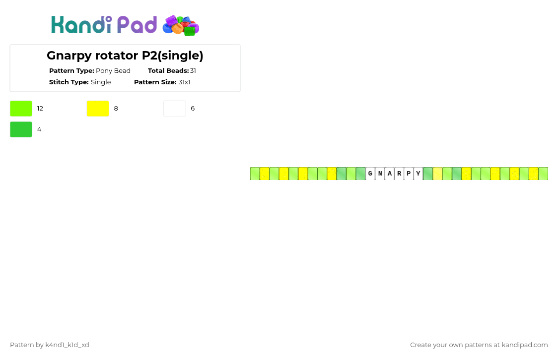 Gnarpy rotator P2(single) Pony Bead Pattern - Kandi Pad | Kandi ...