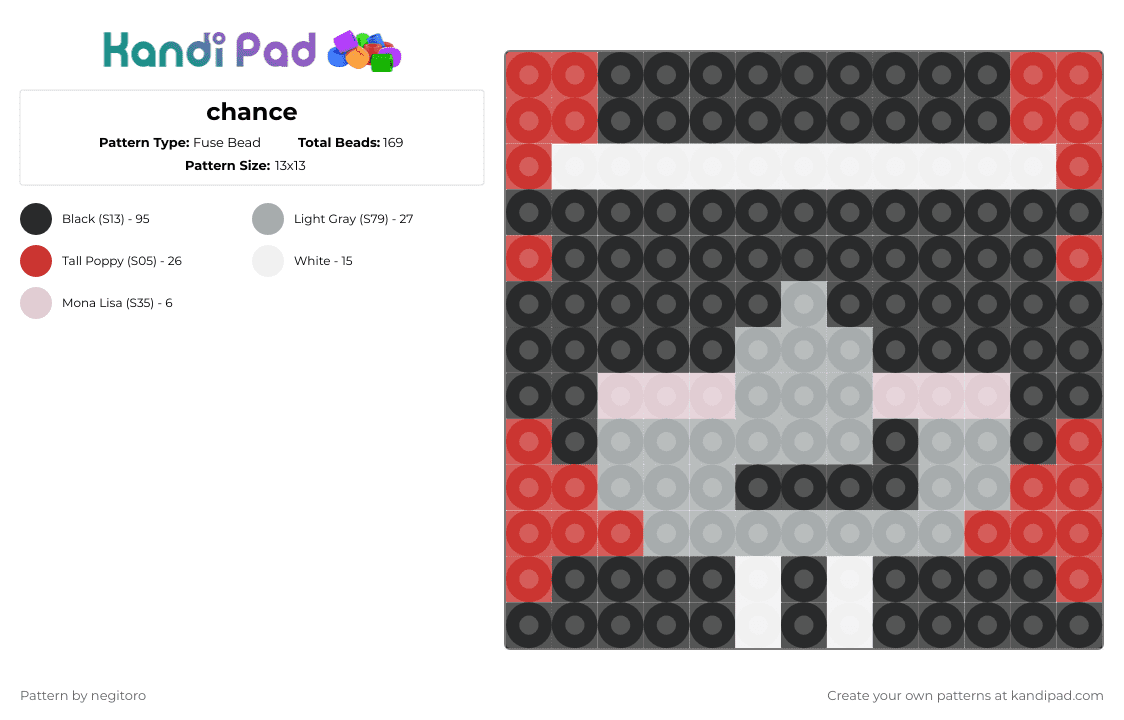 Chance Fuse Bead Pattern - Kandi Pad | Kandi Patterns, Fuse Bead ...