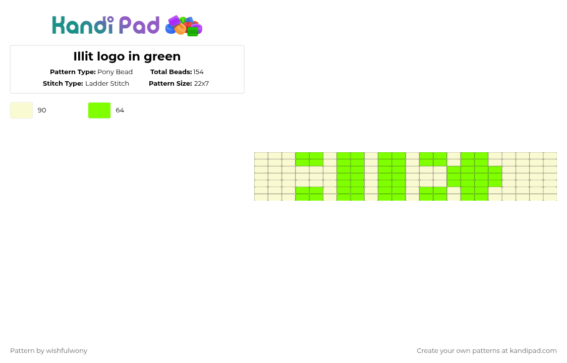 Illit logo in green Pony Bead Pattern - Kandi Pad | Kandi Patterns ...