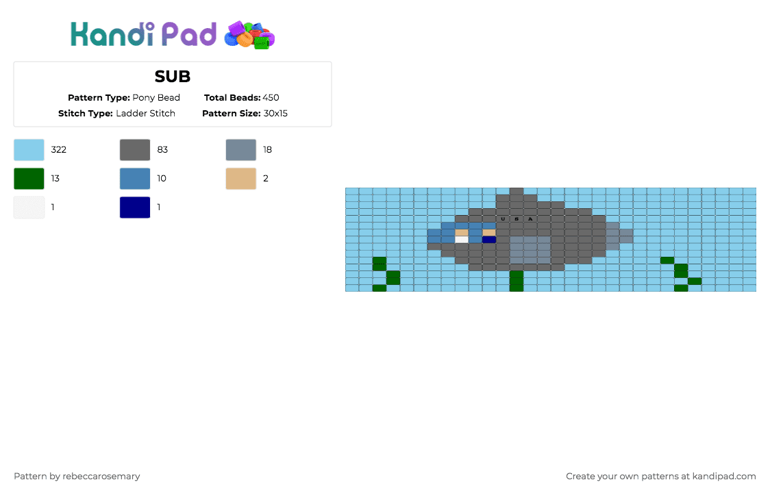 SUB Pony Bead Pattern - Kandi Pad | Kandi Patterns, Fuse Bead Patterns ...