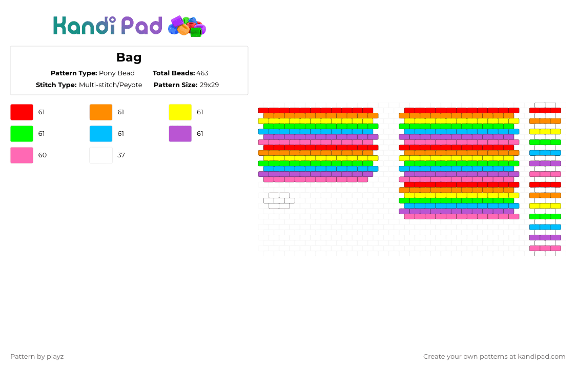Bag Pony Bead Pattern - Kandi Pad | Kandi Patterns, Fuse Bead Patterns ...