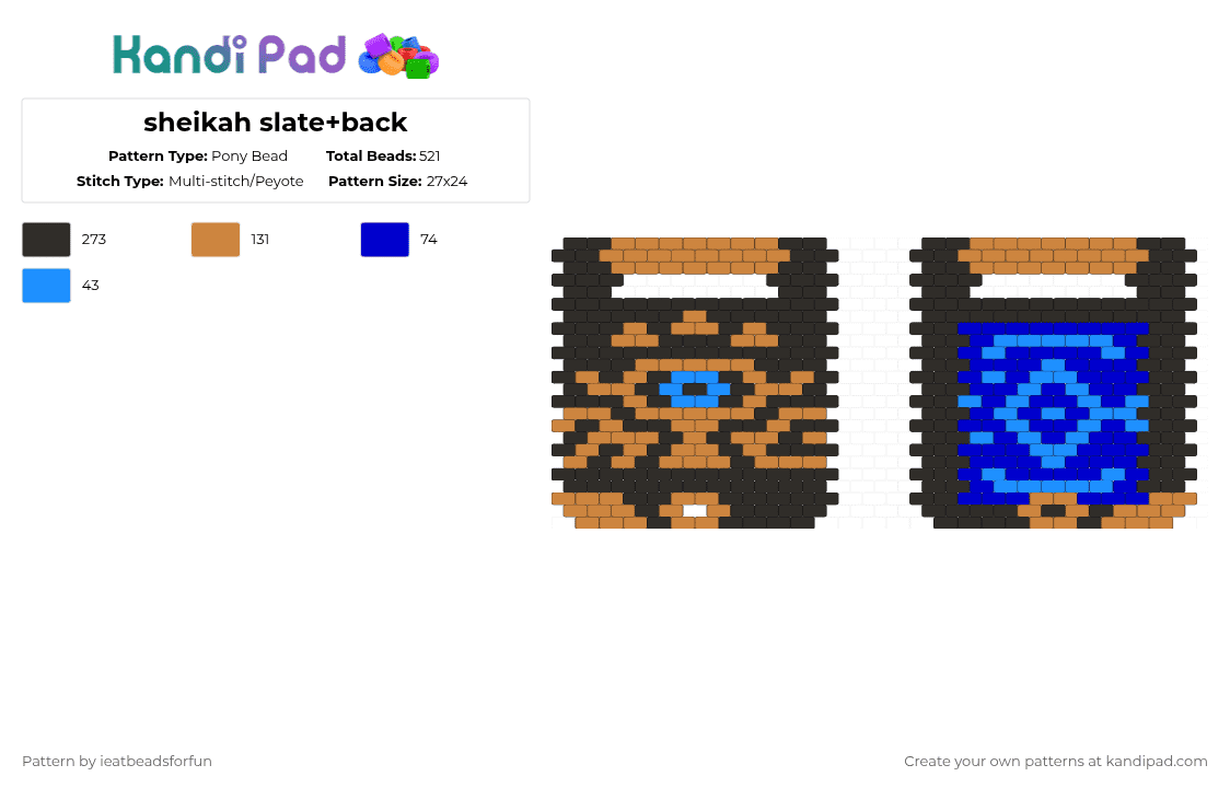 Sheikah slate+back Pony Bead Pattern - Kandi Pad | Kandi Patterns, Fuse ...
