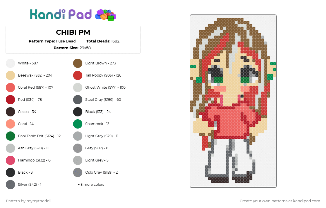 CHIBI PM Fuse Bead Pattern - Kandi Pad | Kandi Patterns, Fuse Bead ...