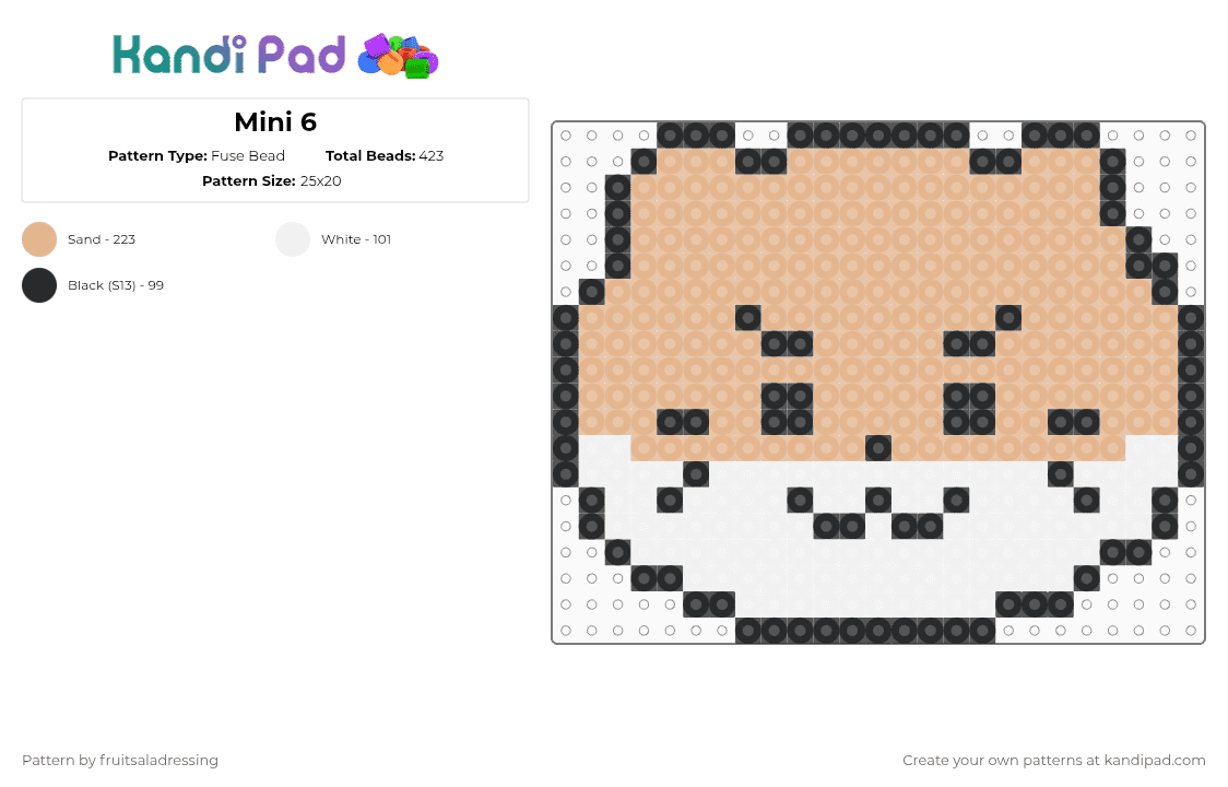 Mini 6 Fuse Bead Pattern - Kandi Pad | Kandi Patterns, Fuse Bead ...