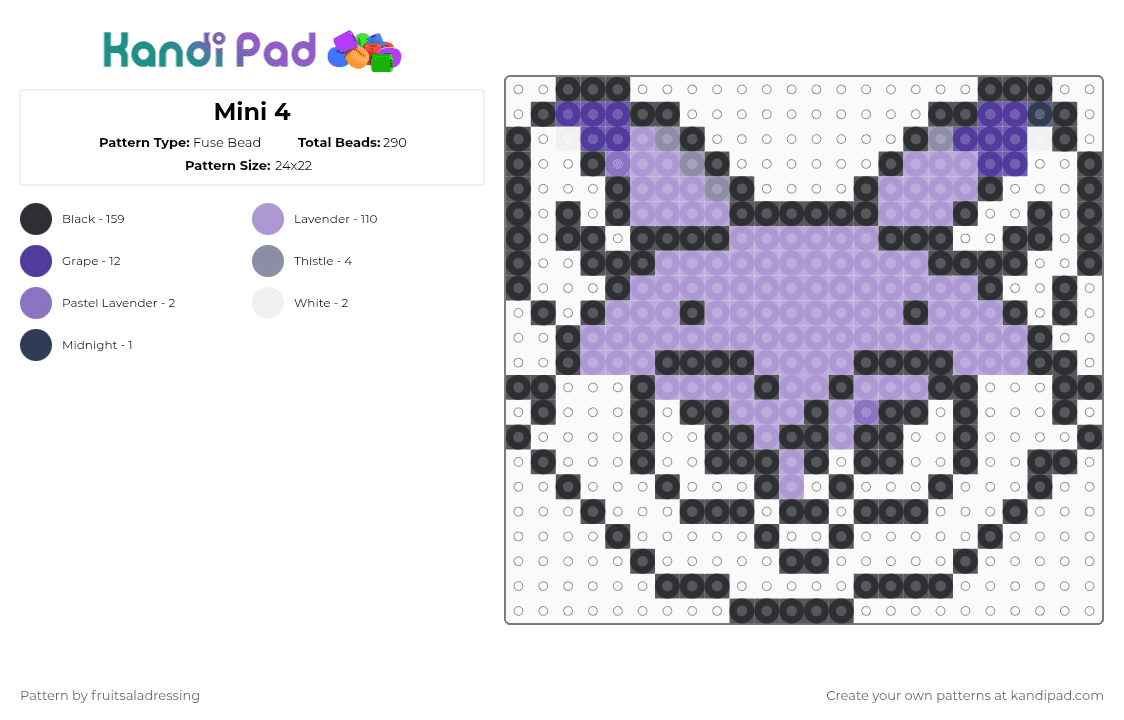 Mini 4 Fuse Bead Pattern - Kandi Pad | Kandi Patterns, Fuse Bead ...