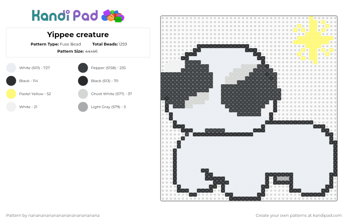 Yippee creature Fuse Bead Pattern - Kandi Pad | Kandi Patterns, Fuse ...