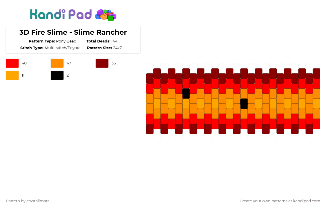 3D Fire Slime - Slime Rancher Pony Bead Pattern - Kandi Pad | Kandi ...
