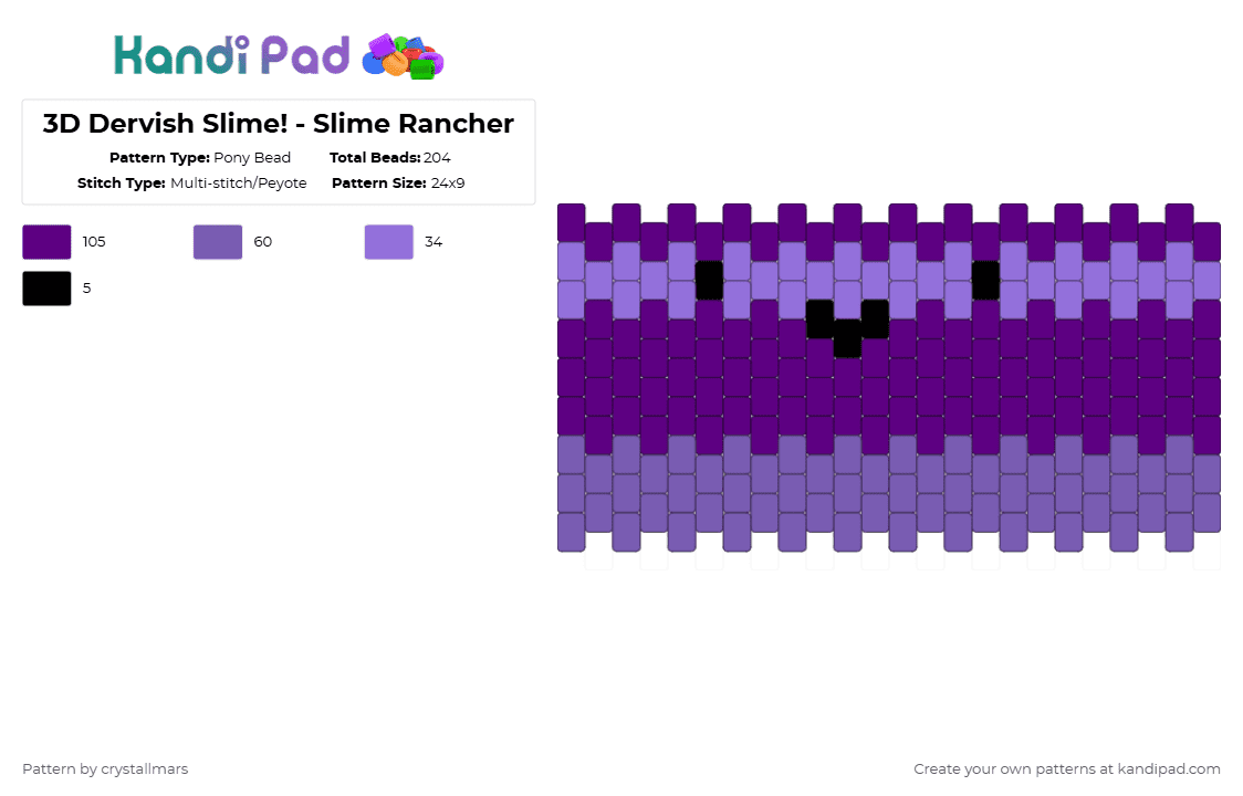 3D Dervish Slime! - Slime Rancher Pony Bead Pattern - Kandi Pad | Kandi ...