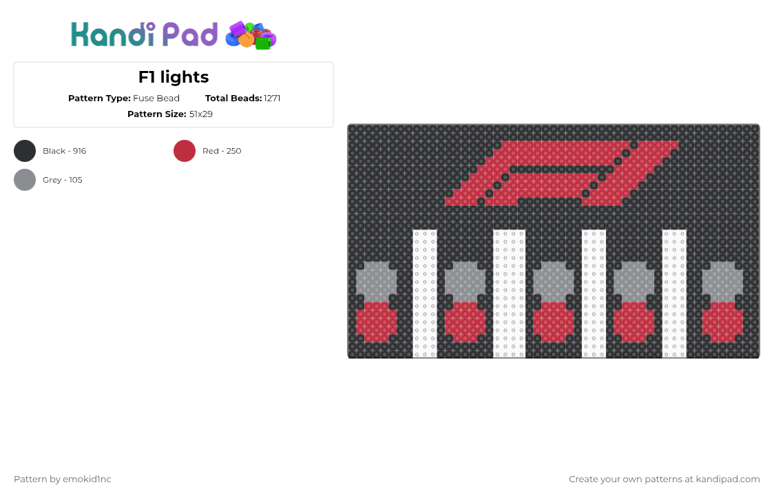 F1 lights Fuse Bead Pattern - Kandi Pad | Kandi Patterns, Fuse Bead ...