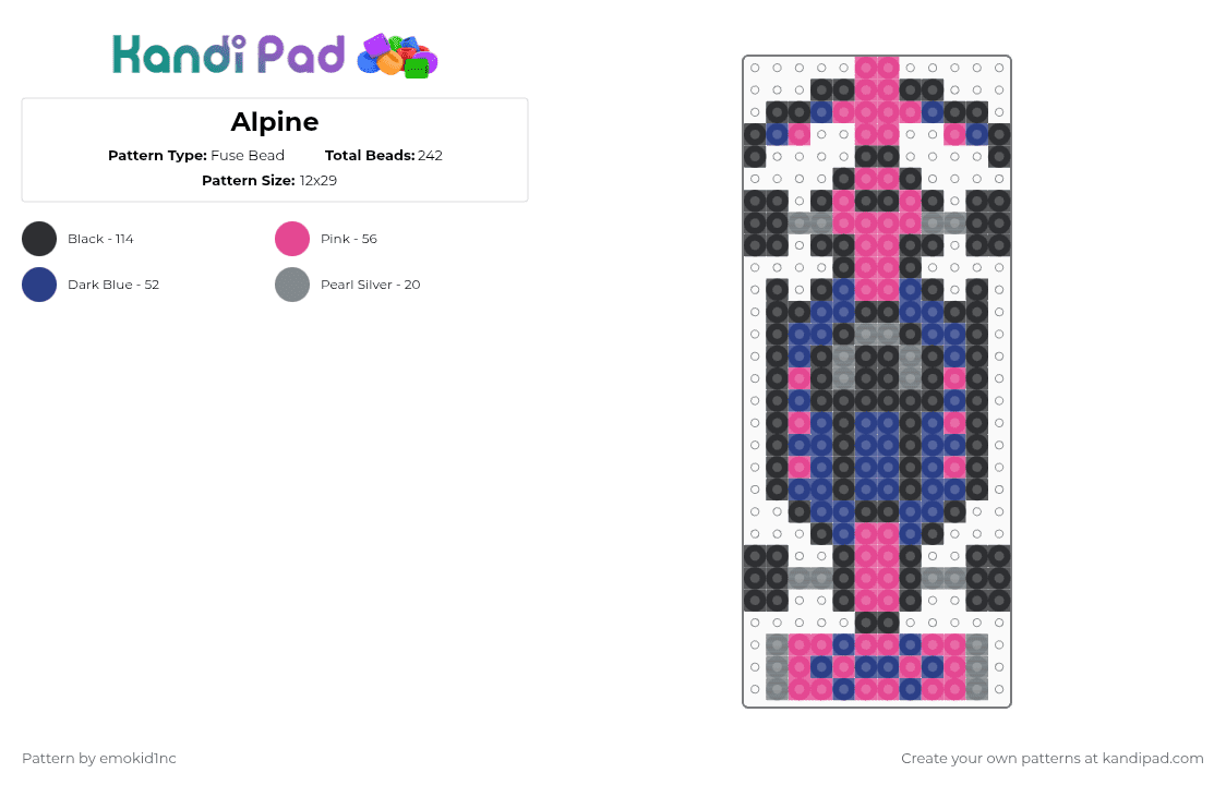 Alpine Fuse Bead Pattern - Kandi Pad | Kandi Patterns, Fuse Bead ...