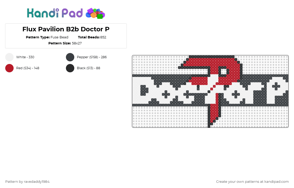 Flux Pavilion B2b Doctor P Fuse Bead Pattern - Kandi Pad | Kandi ...
