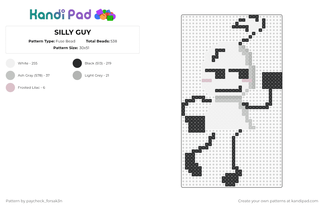 SILLY GUY Fuse Bead Pattern - Kandi Pad | Kandi Patterns, Fuse Bead ...