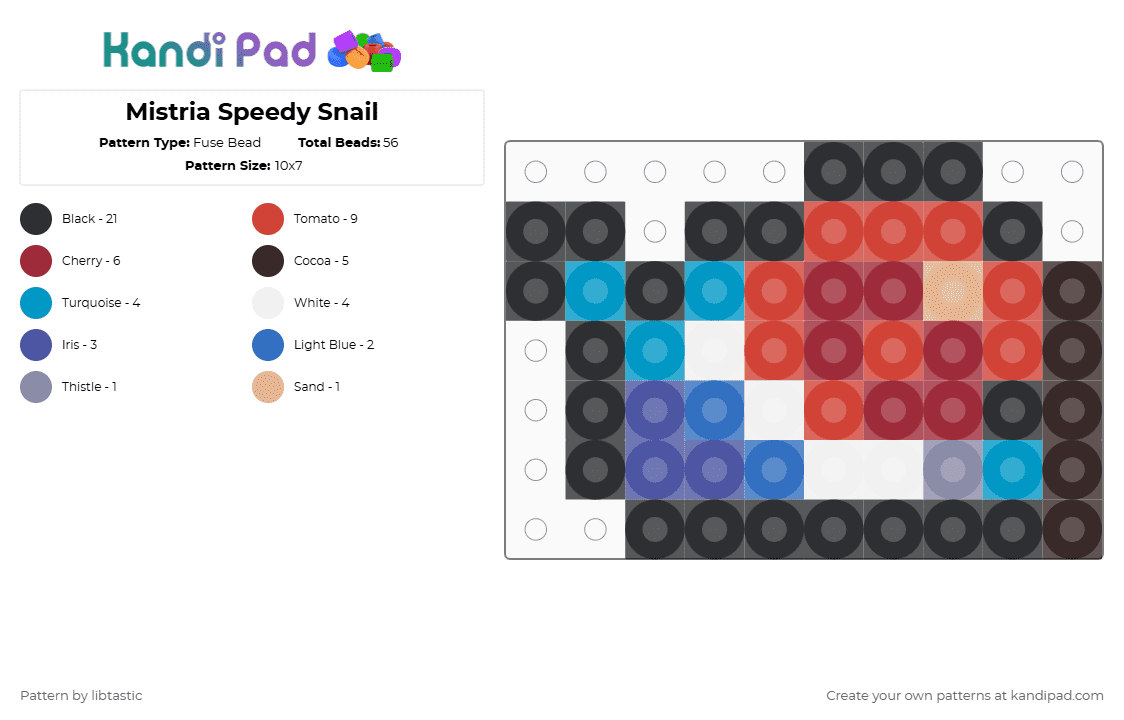 Mistria Speedy Snail Fuse Bead Pattern - Kandi Pad | Kandi Patterns ...