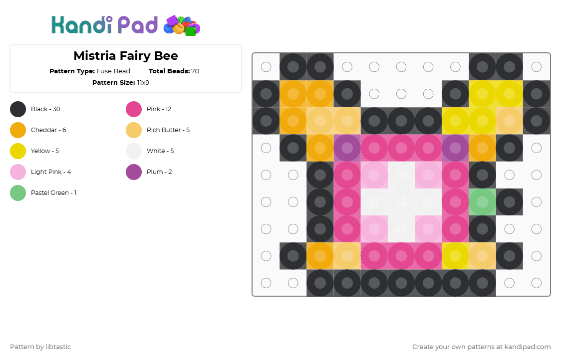 Mistria Fairy Bee Fuse Bead Pattern - Kandi Pad | Kandi Patterns, Fuse ...