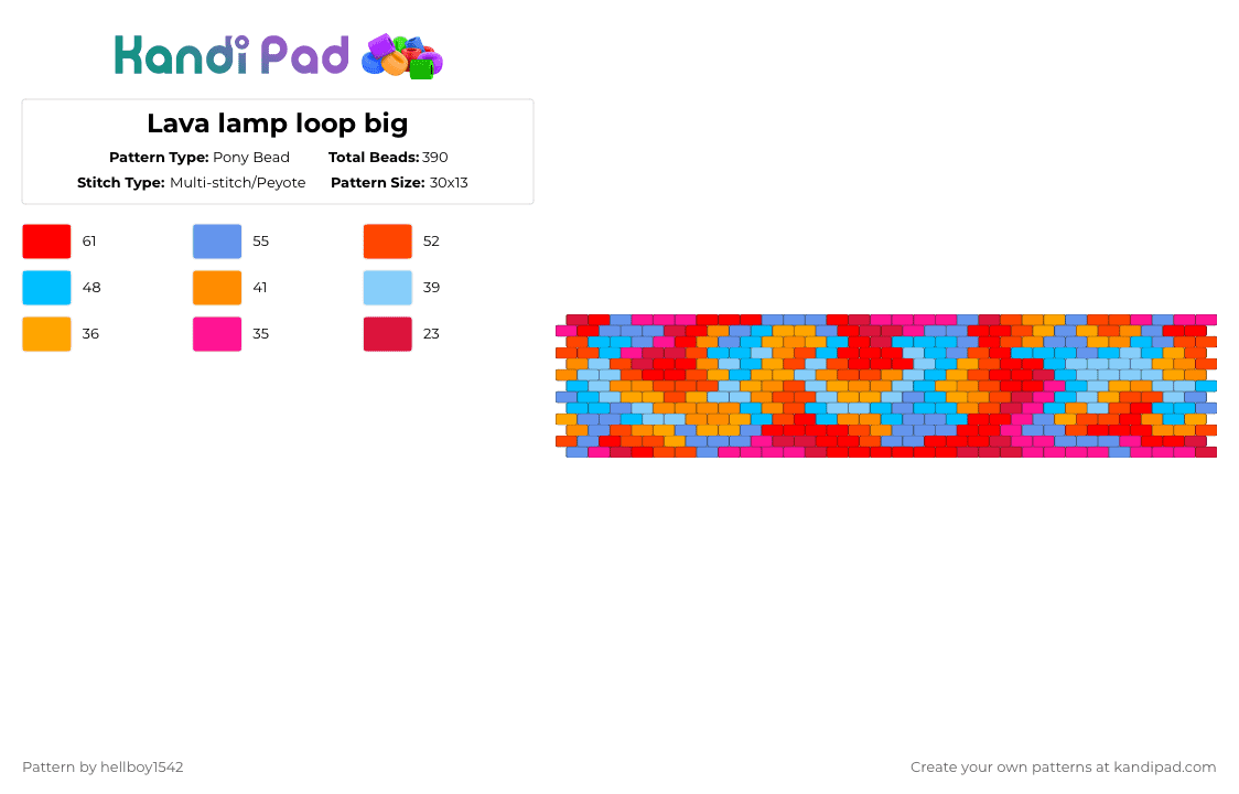 Lava lamp loop big Pony Bead Pattern - Kandi Pad | Kandi Patterns, Fuse ...