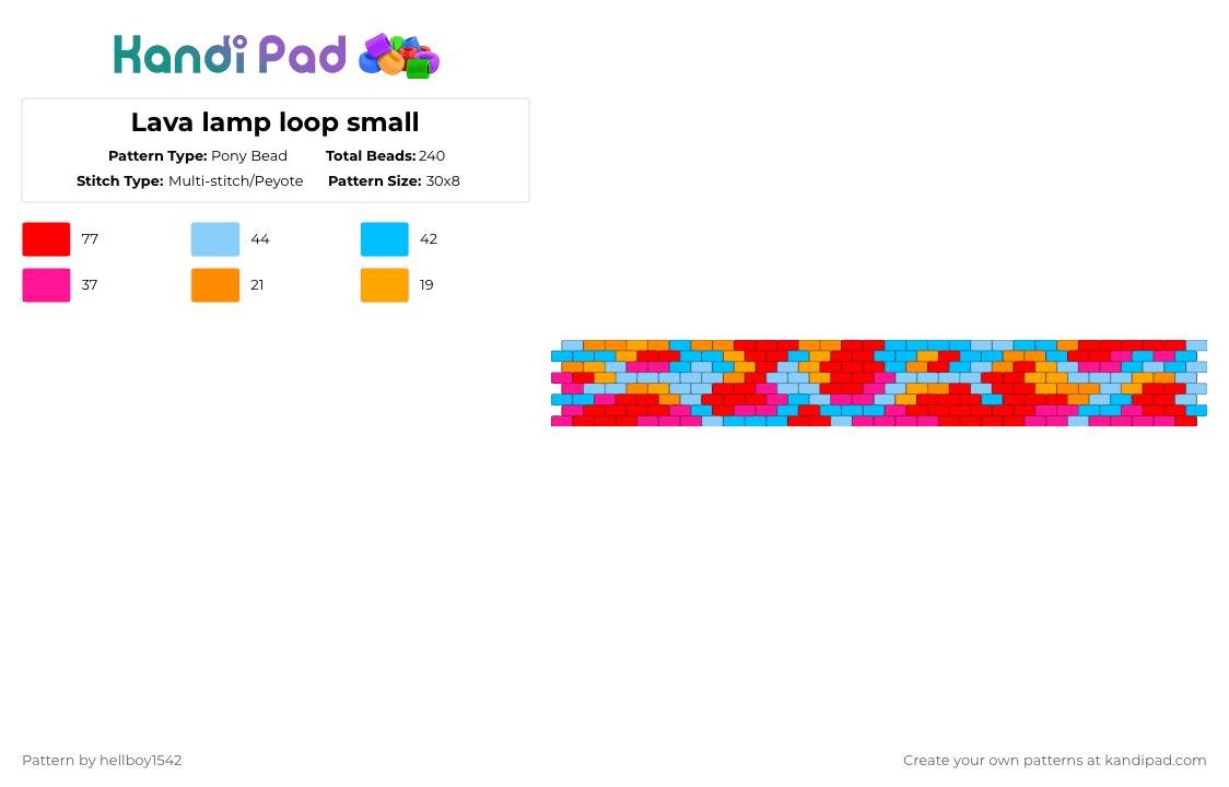 Lava lamp loop small Pony Bead Pattern - Kandi Pad | Kandi Patterns ...