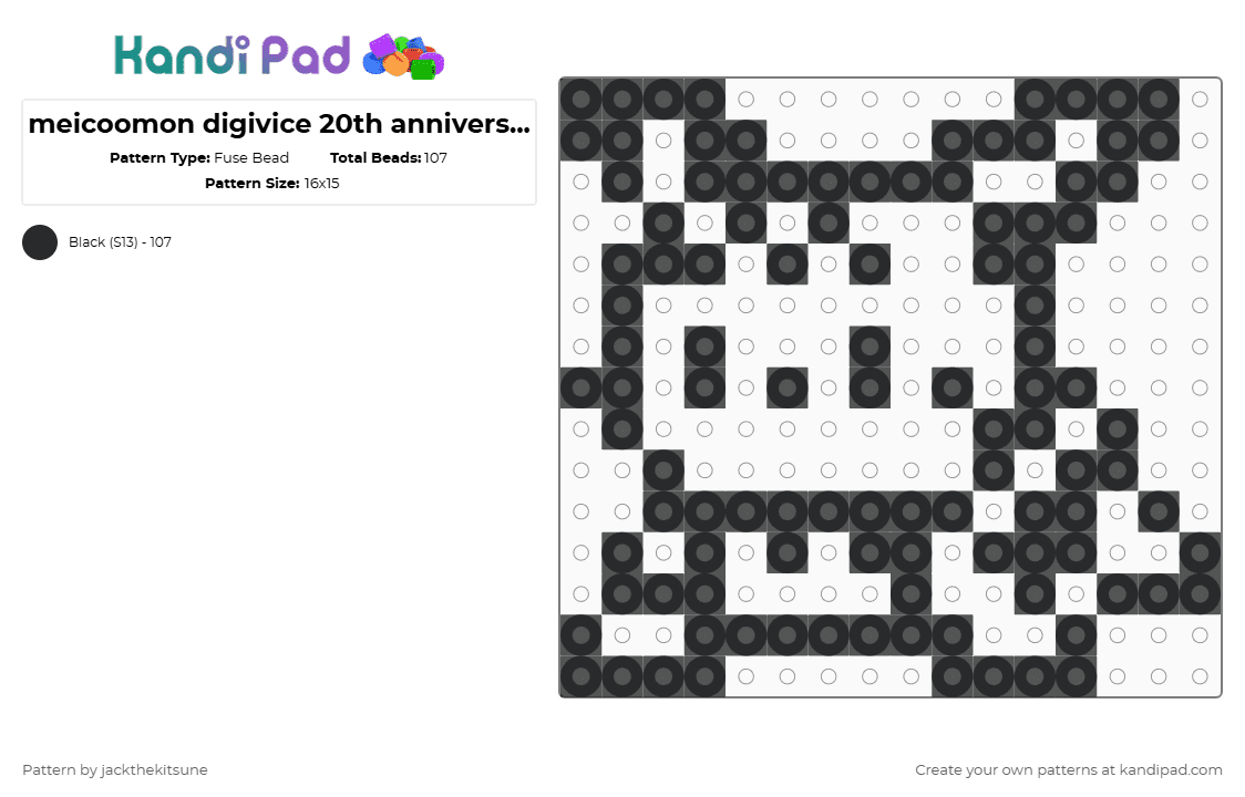 Meicoomon digivice 20th anniversary sprite Fuse Bead Pattern - Kandi ...