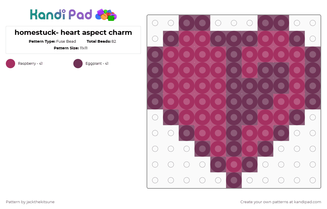 Homestuck- heart aspect charm Fuse Bead Pattern - Kandi Pad | Kandi ...