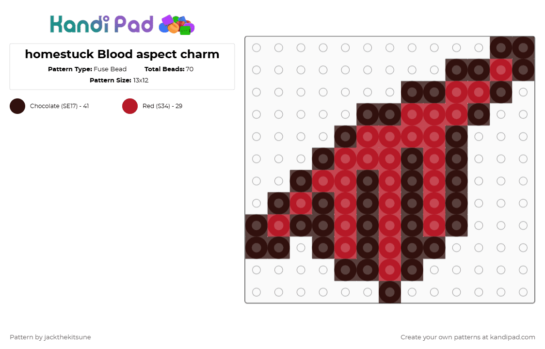 Homestuck Blood aspect charm Fuse Bead Pattern - Kandi Pad | Kandi ...
