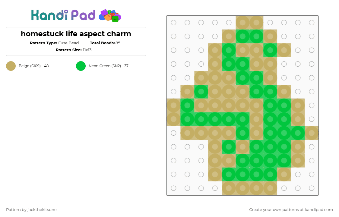 Homestuck life aspect charm Fuse Bead Pattern - Kandi Pad | Kandi ...