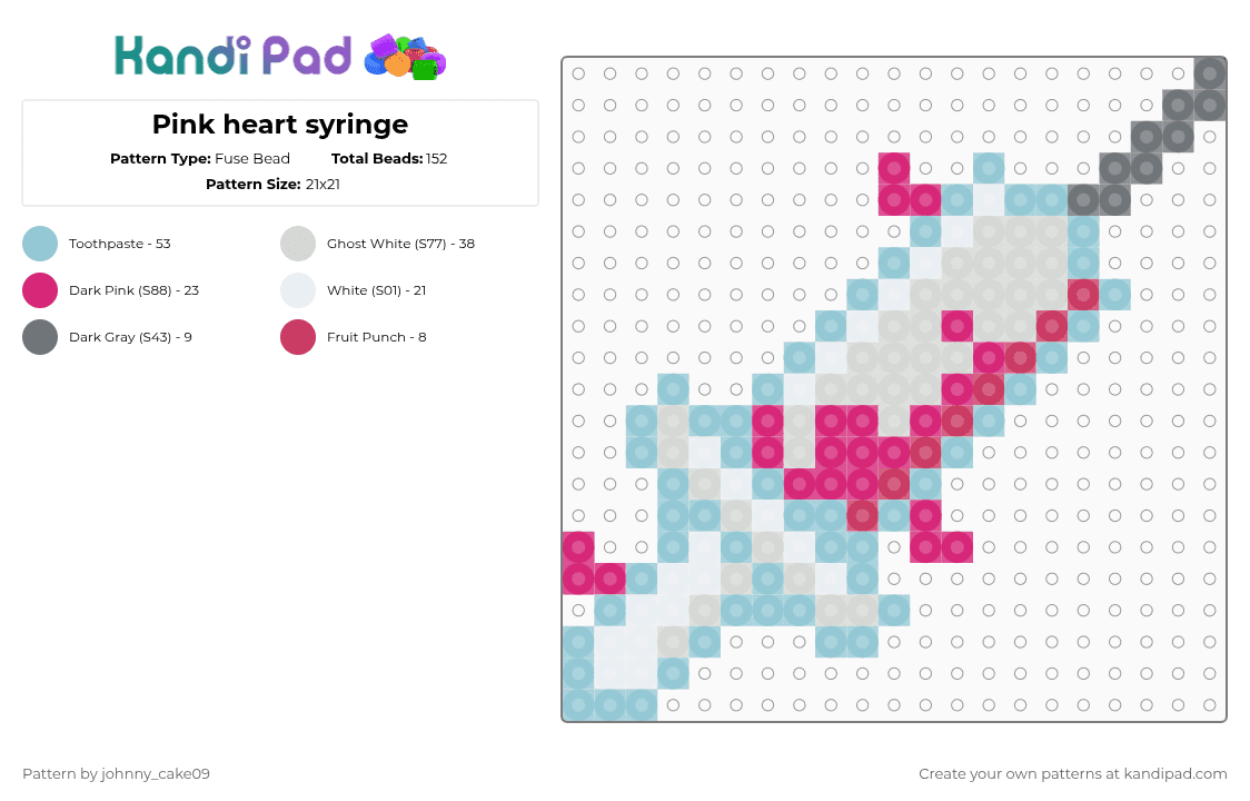 Pink heart syringe Fuse Bead Pattern - Kandi Pad | Kandi Patterns, Fuse ...