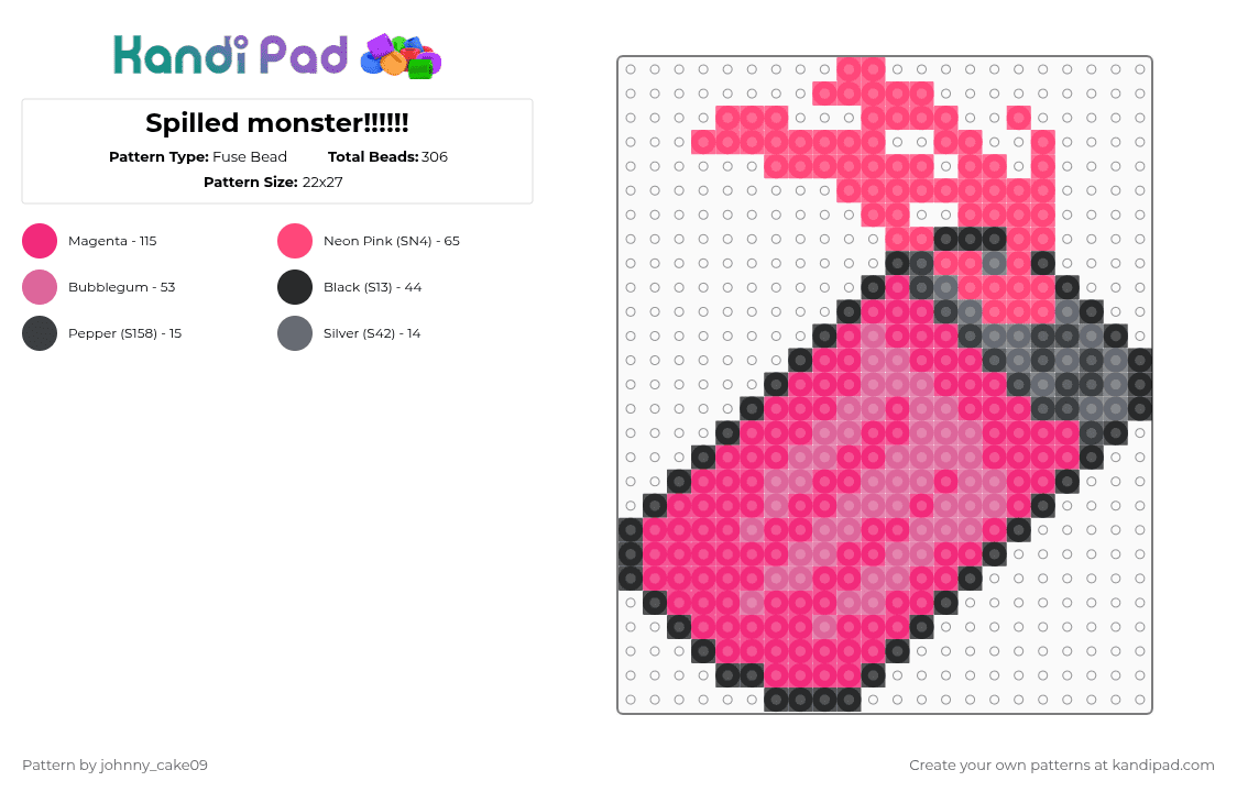 Spilled monster!!!!!! Fuse Bead Pattern - Kandi Pad | Kandi Patterns ...