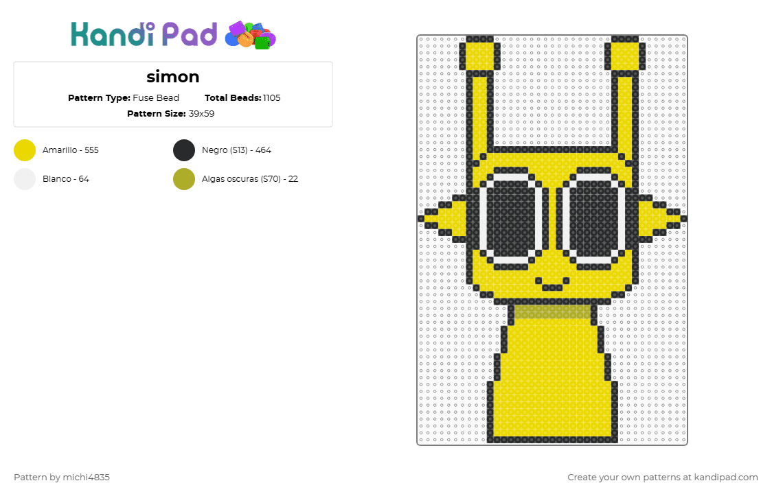 Simon Fuse Bead Pattern - Kandi Pad | Kandi Patterns, Fuse Bead ...