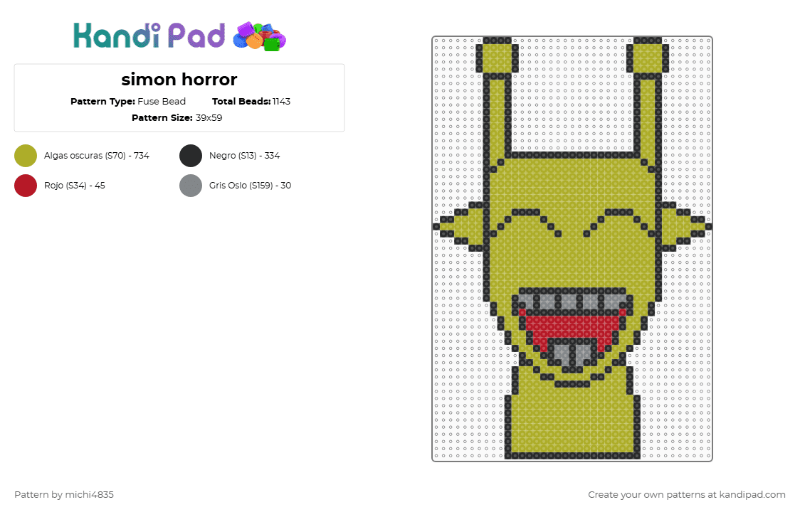 Simon horror Fuse Bead Pattern - Kandi Pad | Kandi Patterns, Fuse Bead ...