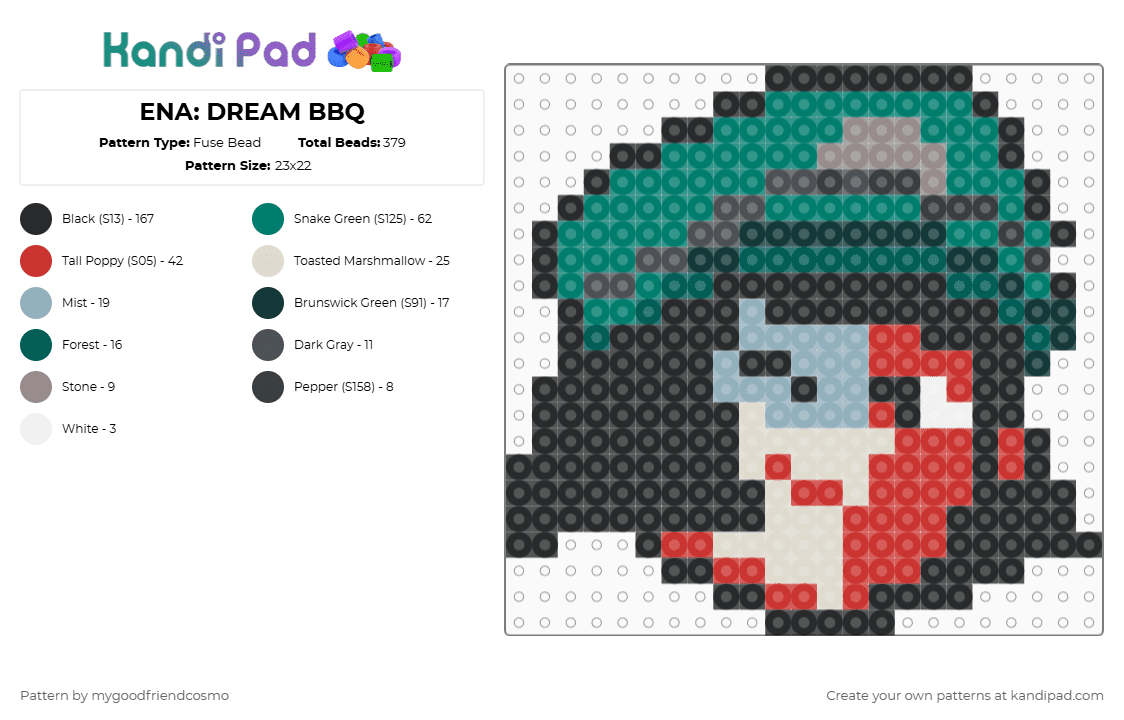 ENA: DREAM BBQ Fuse Bead Pattern - Kandi Pad | Kandi Patterns, Fuse ...