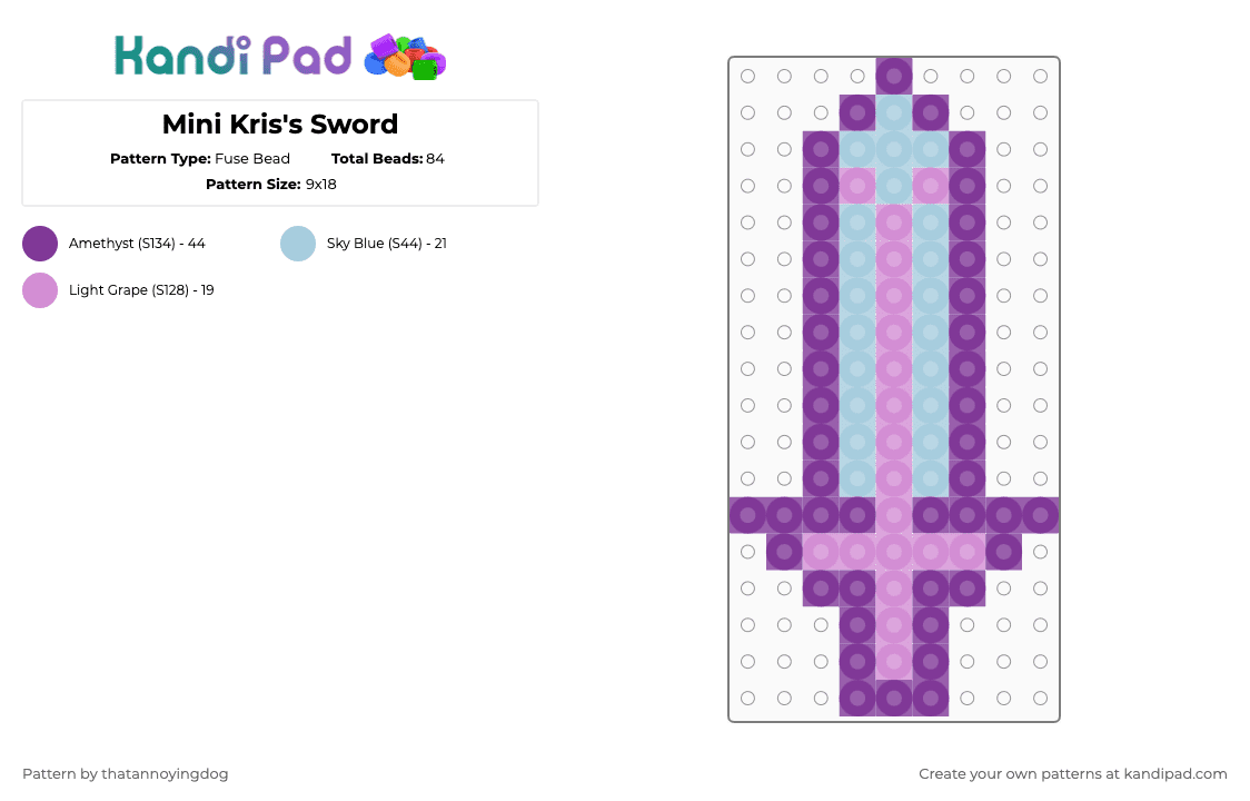 Mini Kris's Sword Fuse Bead Pattern - Kandi Pad | Kandi Patterns, Fuse ...