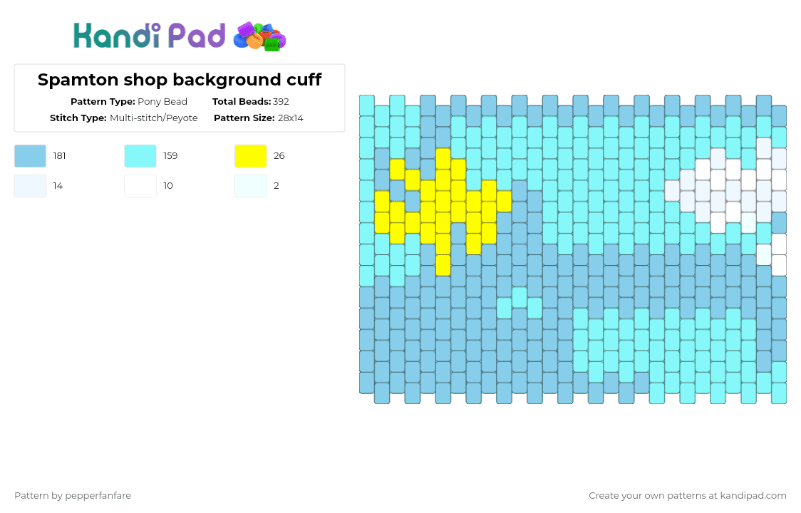 Spamton shop background cuff Pony Bead Pattern - Kandi Pad | Kandi ...
