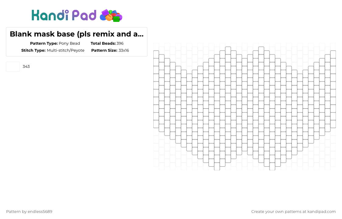 Blank mask base (pls remix and ad your own disgn Pony Bead Pattern ...