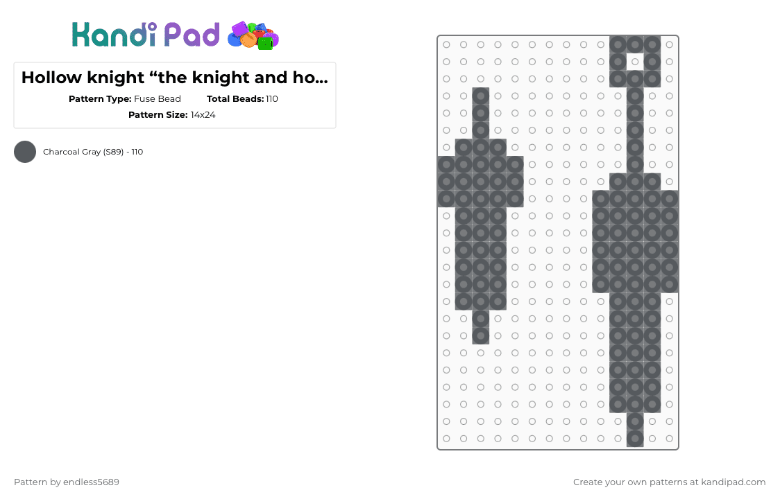 Hollow knight “the knight and hornets nail and needle Fuse Bead Pattern ...