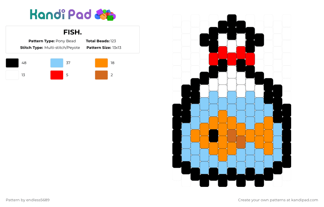 FISH. Pony Bead Pattern - Kandi Pad | Kandi Patterns, Fuse Bead ...