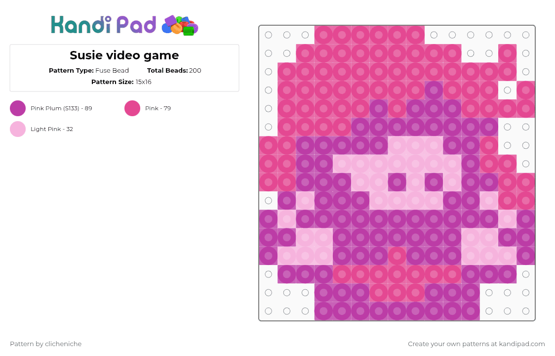 Susie video game Fuse Bead Pattern - Kandi Pad | Kandi Patterns, Fuse ...